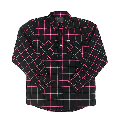 奇卡洛粉黑宽松嘻哈格子工装衬衫