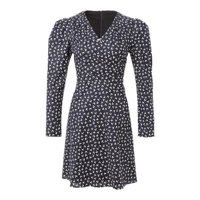 Migaino曼娅奴V领连衣裙女秋季新款法式气质印花收腰短裙