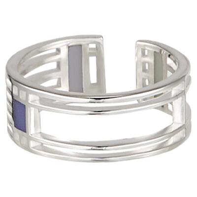 珐琅花窗｜薄荷紫褐戒指