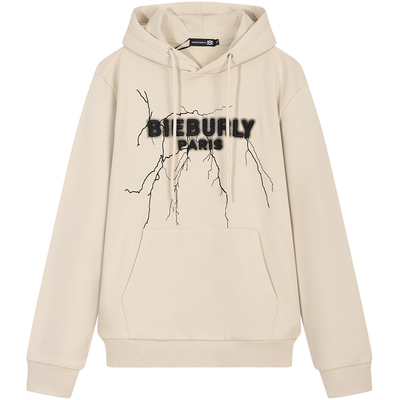 BM美式潮牌卫衣男2024新款连帽春秋款闪电字母印花帽衫男款上衣