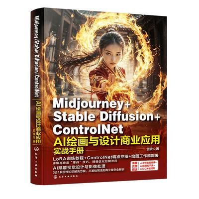正版 Midjourney+Stable Diffusion+ControlNet AI绘画与设计商业应用实战手册 零基础自学 视觉传达与影像处理教材图书籍
