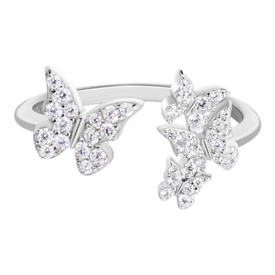 ARSIS银饰幸运符号星悦蝴蝶戒指