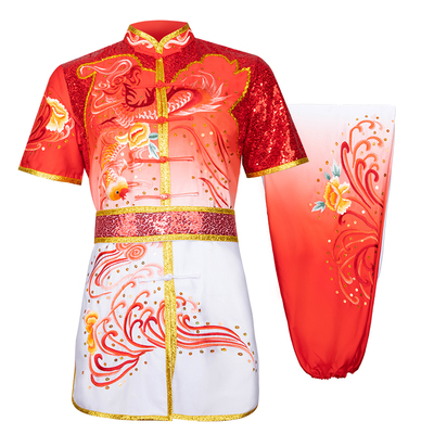 大业亨通武术表演服长拳训练仿丝刺绣功夫彩服新款演出服男女定制