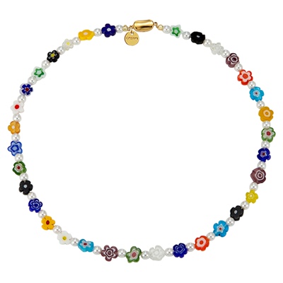 KREAM 原创 黑白彩色小花贝珠项链男嘻哈女潮流欧美串珠锁骨链