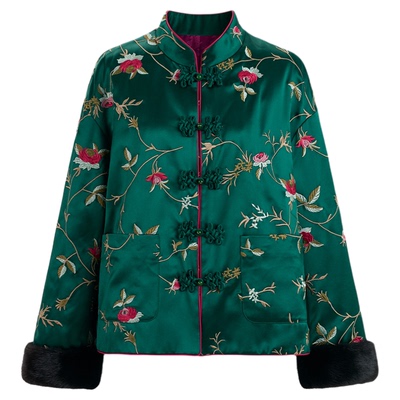 宫小妍水貂毛新中式秋冬棉外套