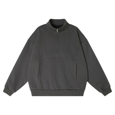 吕小虎新款加绒立领卫衣半拉链