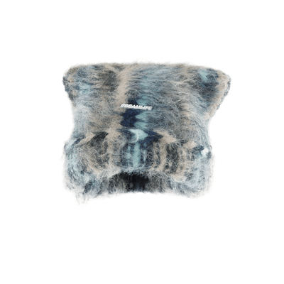 个性混色拉毛毛线帽猫耳朵针织帽