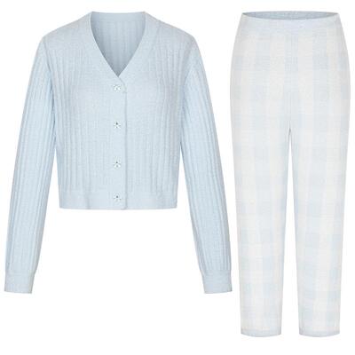 爱慕少女秋冬绒绒蝴蝶结睡衣少女A类开衫长袖家居套装AJ143J281