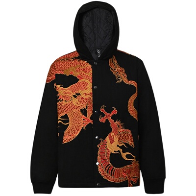 三省六部夹棉秋冬红龙刺绣棉衣