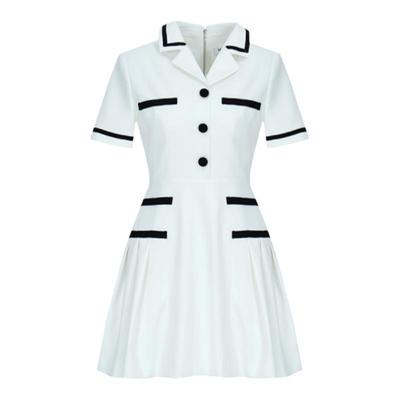 MaisonWester夏季流行短袖驳头连衣裙女新款气质女王通勤西装