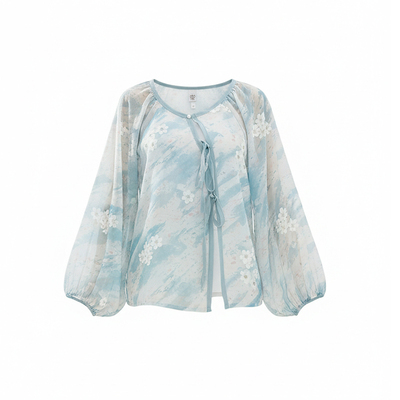 水墨小花国风舞蹈网纱衣