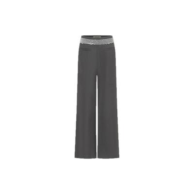 SHROENRO亮片拼接直筒阔腿裤