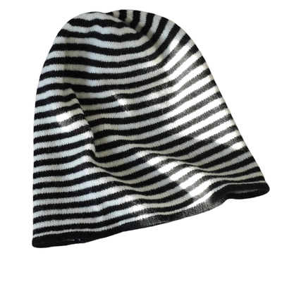 100%羊毛日系复古条纹针织帽冷帽