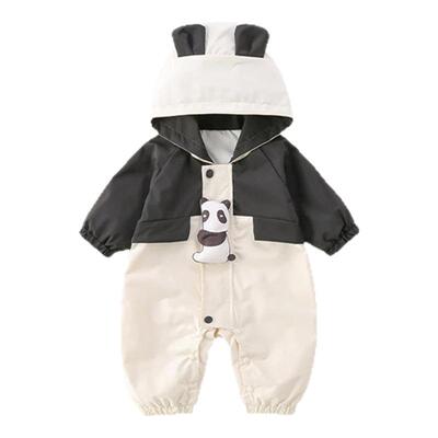 男女宝宝外出防风卡通熊猫连体衣