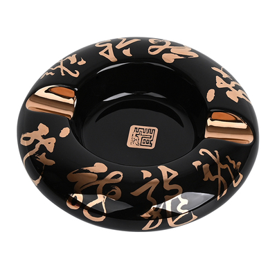 CIGAROL雪茄烟灰缸二槽描金陶瓷高档时尚大容量个性款灭烟持灰器