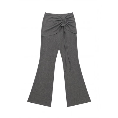 大眼LARGE EYE 视觉增高 屁帘小个子裤微喇裤显瘦休闲慵懒拖地裤