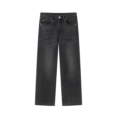 超级文 暮云凝碧弹力加绒显瘦九分烟管牛仔裤女秋冬新款微胖大码