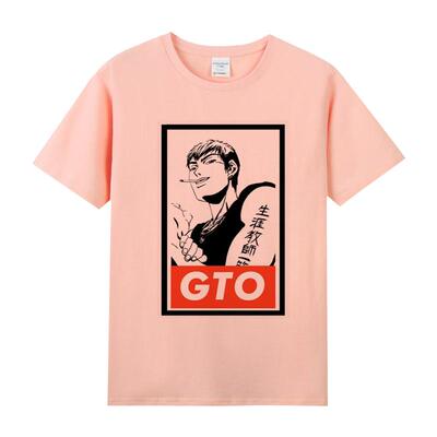 麻辣教师鬼冢英吉潮牌潮流人脸印花GTO春夏男装纯棉圆领短袖T恤
