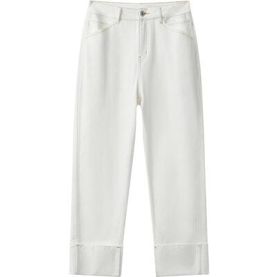 播商场同款白色直筒牛仔裤女春秋新品高腰气质长裤BDS1KD1523