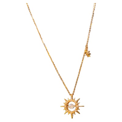 调太幅18K金太阳花灵动项链