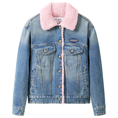 MissSixty羊羔毛拼接领牛仔外套