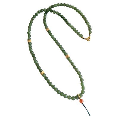 天然和田玉碧玉项链珠链八宝罗盘