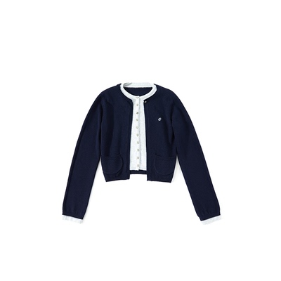 有茂密声撞色针织毛衣开衫