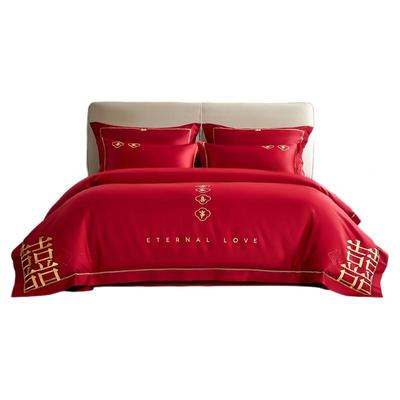 水星家纺结婚四件套官网正品红色