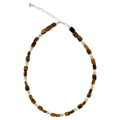 原创天然虎眼石925银球项链手链