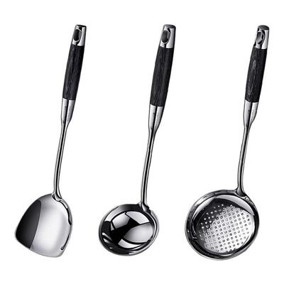 MarsenRotn 不锈钢加长锅铲汤勺漏勺炒锅菜铲实木手柄