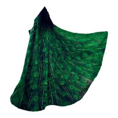 西班牙代购手作绿色孔雀羽毛围裙