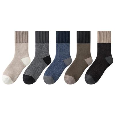 猫人男加绒加厚羊毛保暖中筒袜