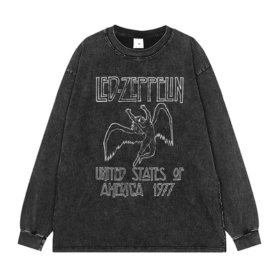 LedZeppelin水洗做旧摇滚T恤