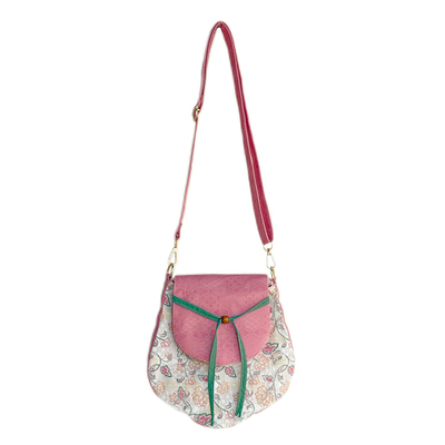 新品国风汉服斜挎包古风货郎包棉麻包单肩包新中式印花瓣轻便布包