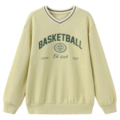 nbakids童装秋冬男女童T恤长袖儿童V领卫衣潮流撞色K233TS350P