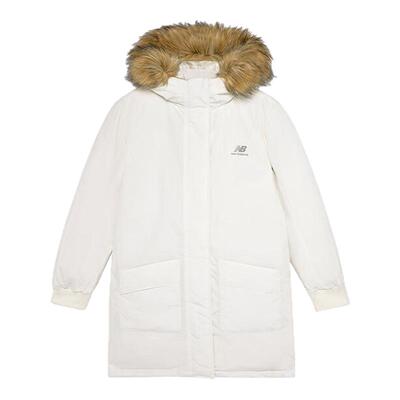 NEW BALANCE NB 女款羽绒服冬季连帽中长款外套 AWJ23345-CRM