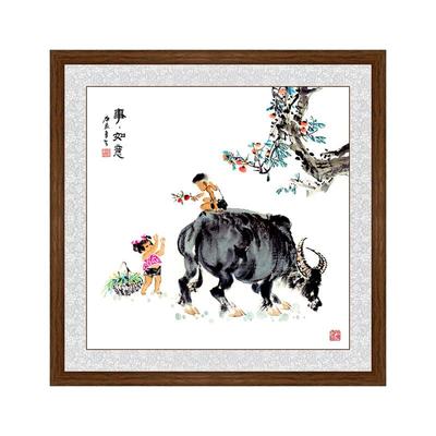 牧童骑牛柿子树事事中式风挂画