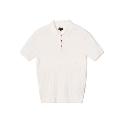 翻领绞花复古休闲短袖POLO针织衫