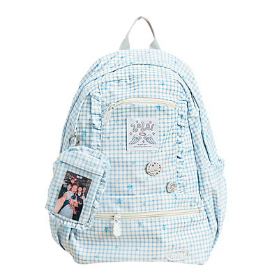 LOLA DESIGN格纹轻便背包 初高中女生书包大容量韩系学院风双肩包