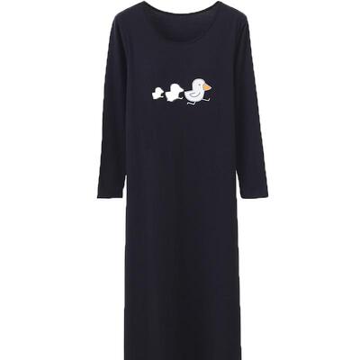 长袖可爱风印花时尚开叉家居裙