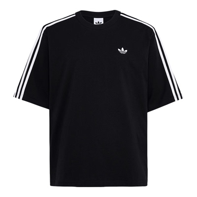 Adidas/阿迪达斯正品三叶草男士针织条纹时尚休闲宽松T恤KG6331