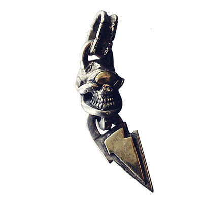 手工复刻骷髅纯铜做旧机车风吊坠