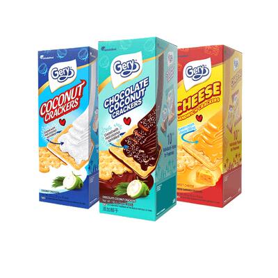 【自营】Gery芝莉印尼进口奶酪味夹心饼干椰子味巧克力饼干咸甜