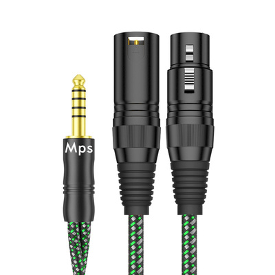 Mps发烧级HiFi单晶铜4.4mm平衡转卡侬公母卡农头一分二连接音频线
