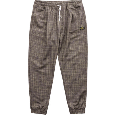 韦恩泽维尔商务休闲格子束脚裤