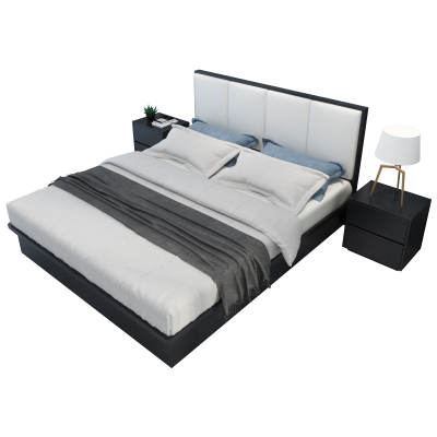 简约现代风板式卧室储物双人床