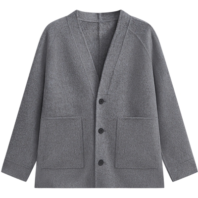 MODE COMMUTER | MC绵羊毛驼绒混纺绒软V领羊毛羊驼混纺大衣