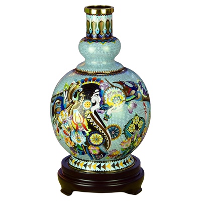 北京张同禄景泰蓝花瓶民族大团结