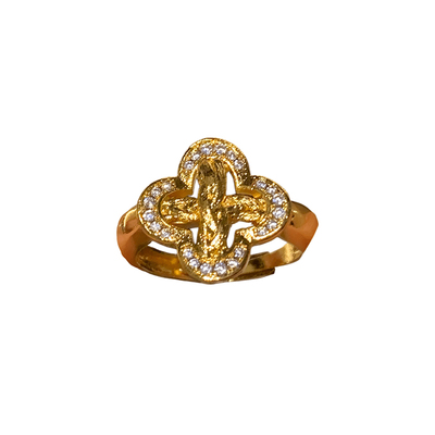 花卉藤编四叶草戒指女开口可调节