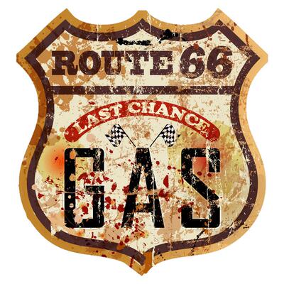 磁性镭射反光66号公路gas贴纸
